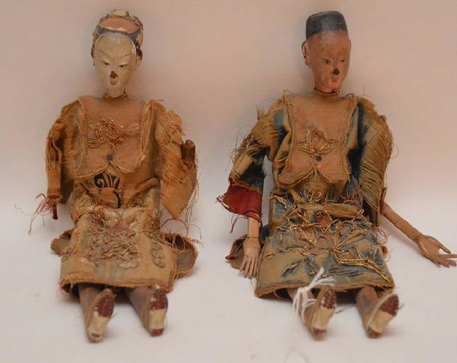 Pair Early Japanese Puppets (as Is)