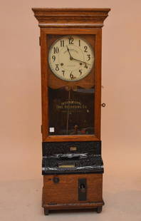 Hallock Clock Co. Oak Time Clock