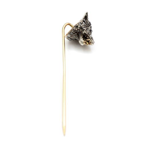 Antique Rose Cut Diamond Ruby Fox Stick Pin