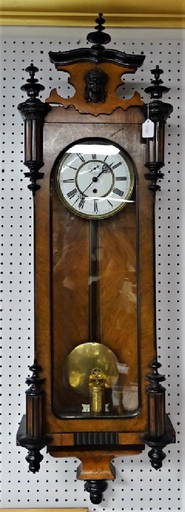 Antique Vienna Style Walnut Regulator Wall Clock