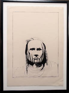 Leonard Baskin, Lithograph "chief White Man"