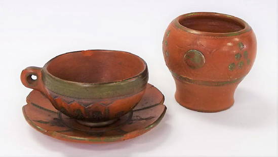 Middle Eastern Pottery Sectional Sweetmeat Dish Hand