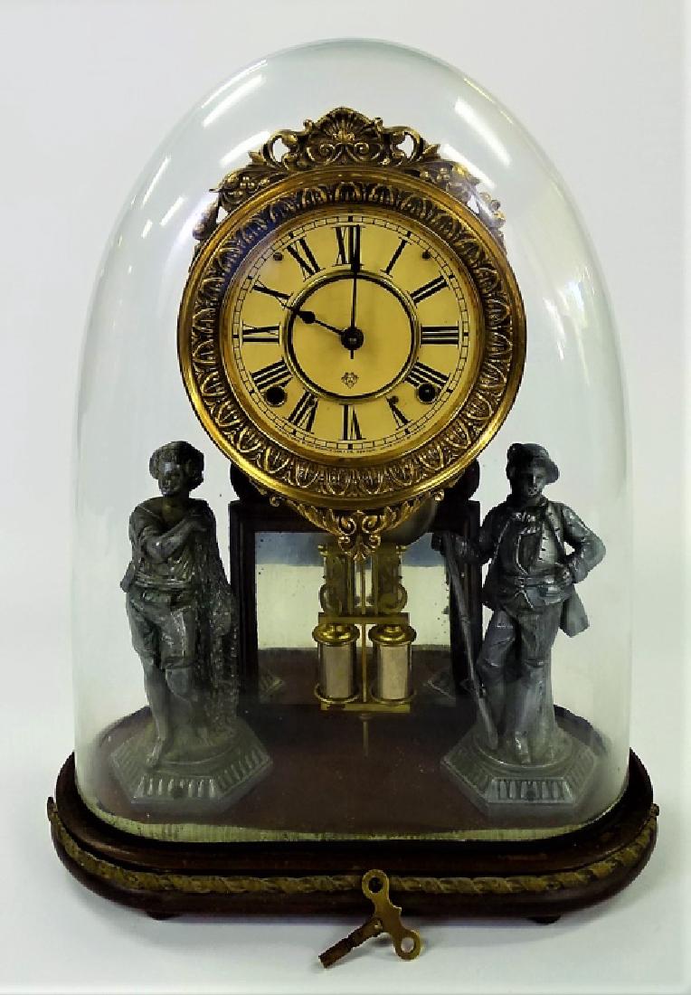 ANTIQUE ANSONIA CRYSTAL PALACE SHELF CLOCK