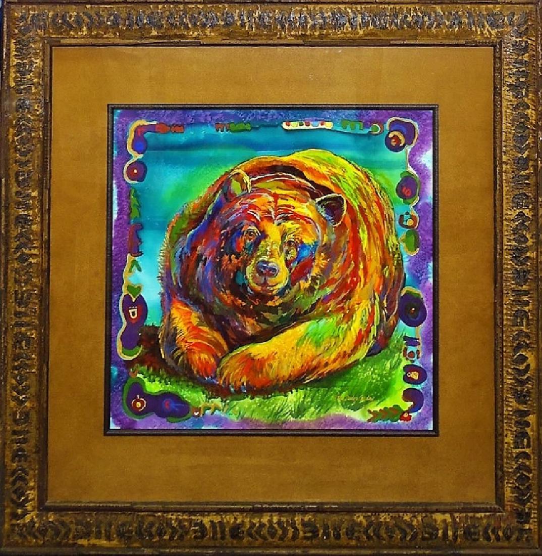 NANCY DUNLOP CAWDREY GRIZZLY BEAR W/C ON SILK