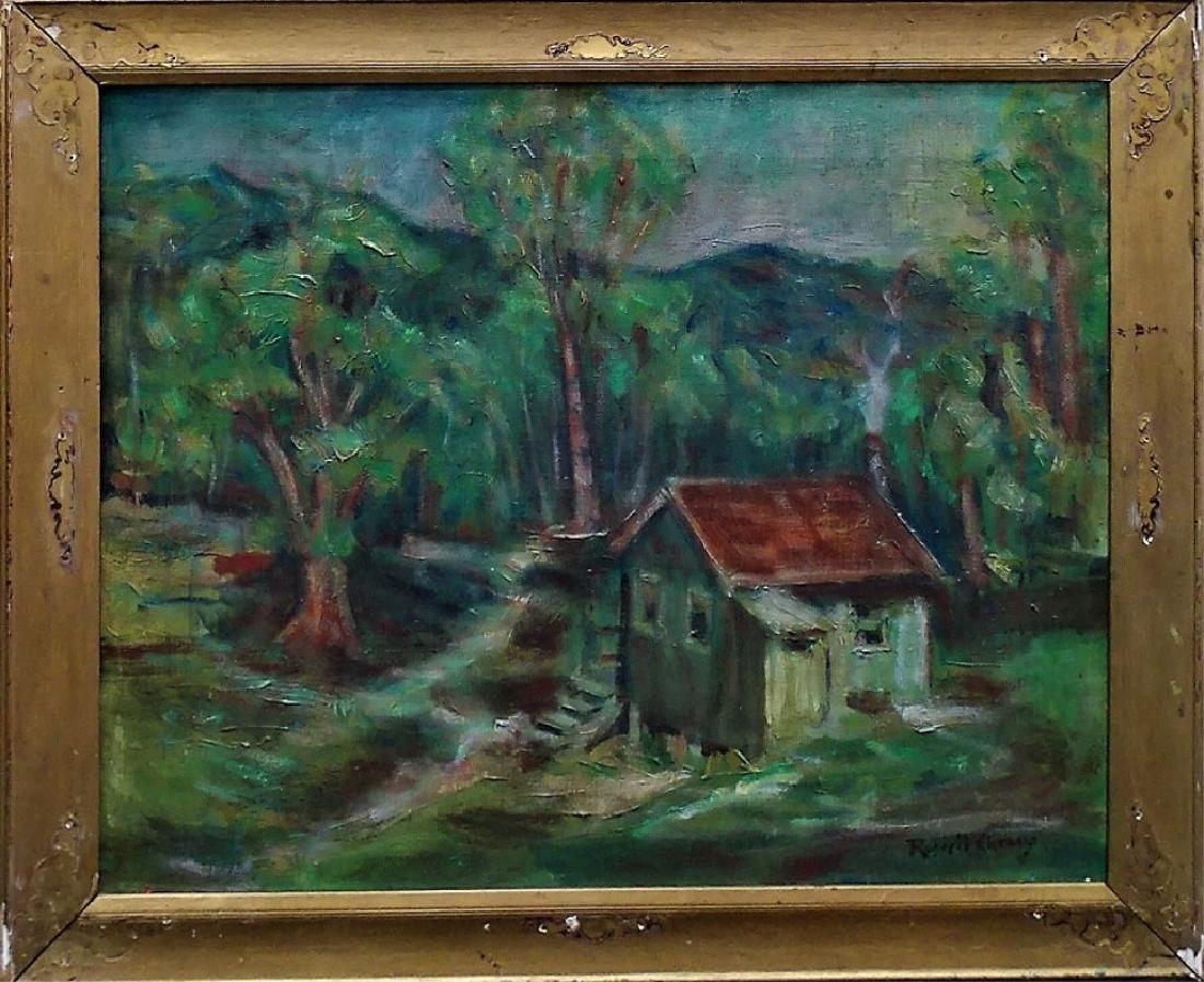 RUSSELL CHENEY LANDSCAPE OIL ON CANVAS PAINTING