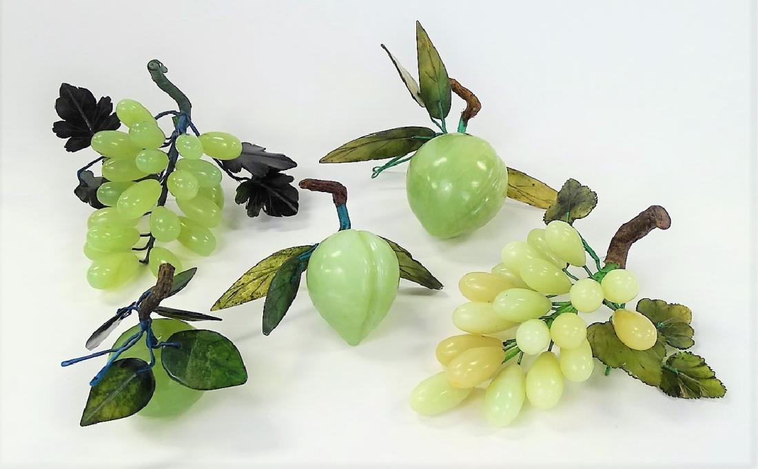 5 CHINESE DECORATIVE CARVED JADE FRUIT BUNCHES