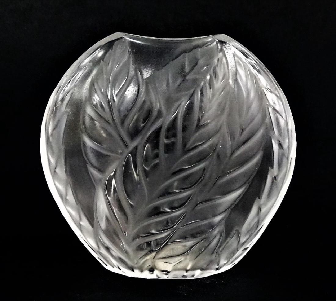 LALIQUE MOLDED & FROSTED CRYSTAL FILICARIA VASE