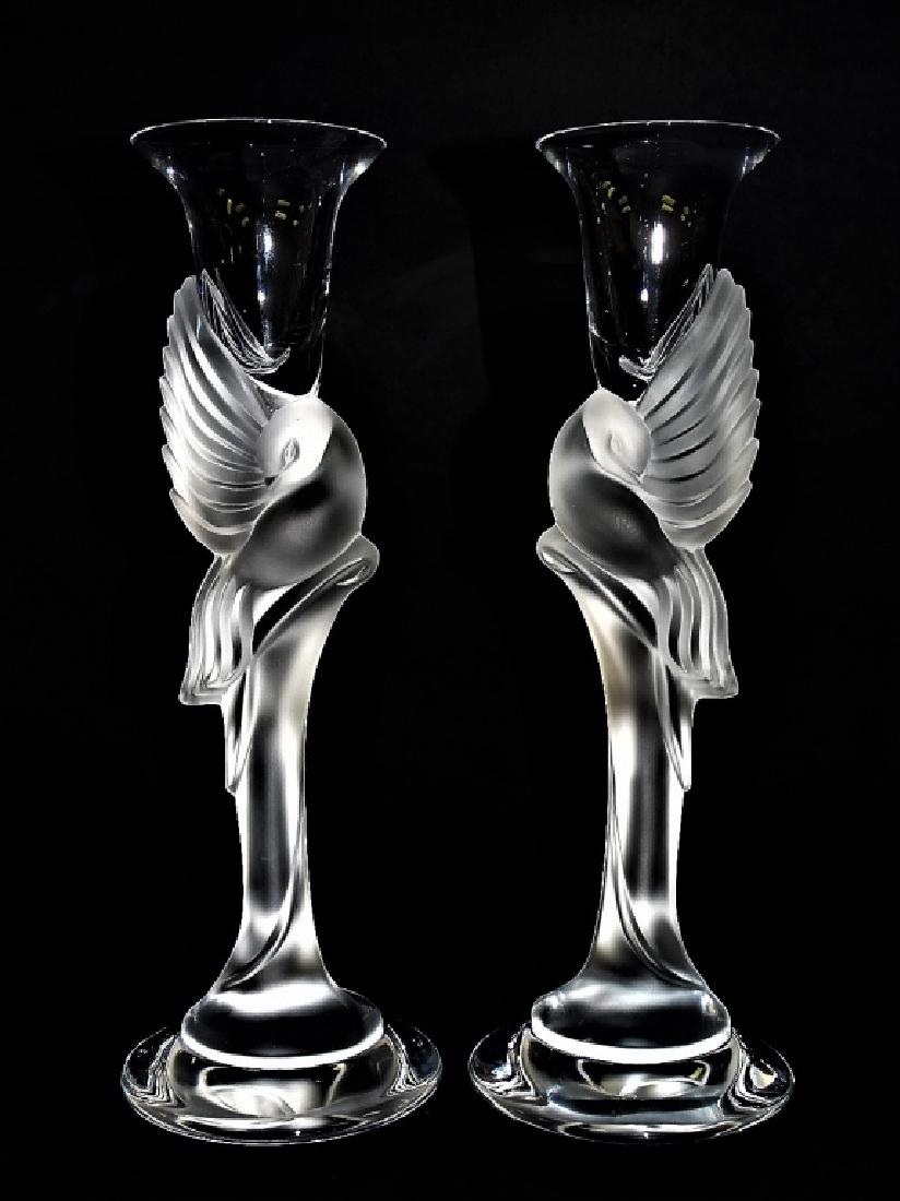 PR FABERGE SNOW DOVE FIGURAL CRYSTAL CANDLESTICKS