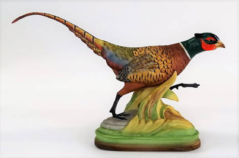 2 Boehm Ring Necked Pheasant Porcelain Bird Figurines,