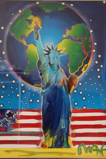Original Peter Max "peace On Earth" Large Oil Painting