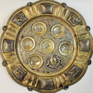 Judaica German Silver Seder Plate For Passover