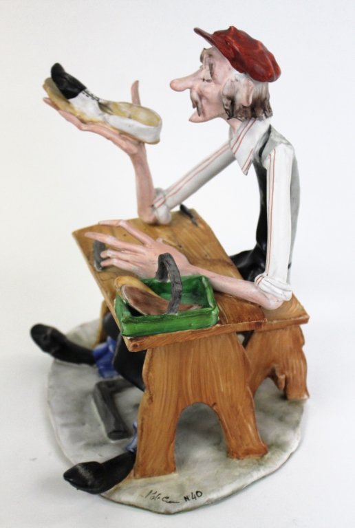 LARGE CAPODIMONTE SHOEMAKER FIGURINE