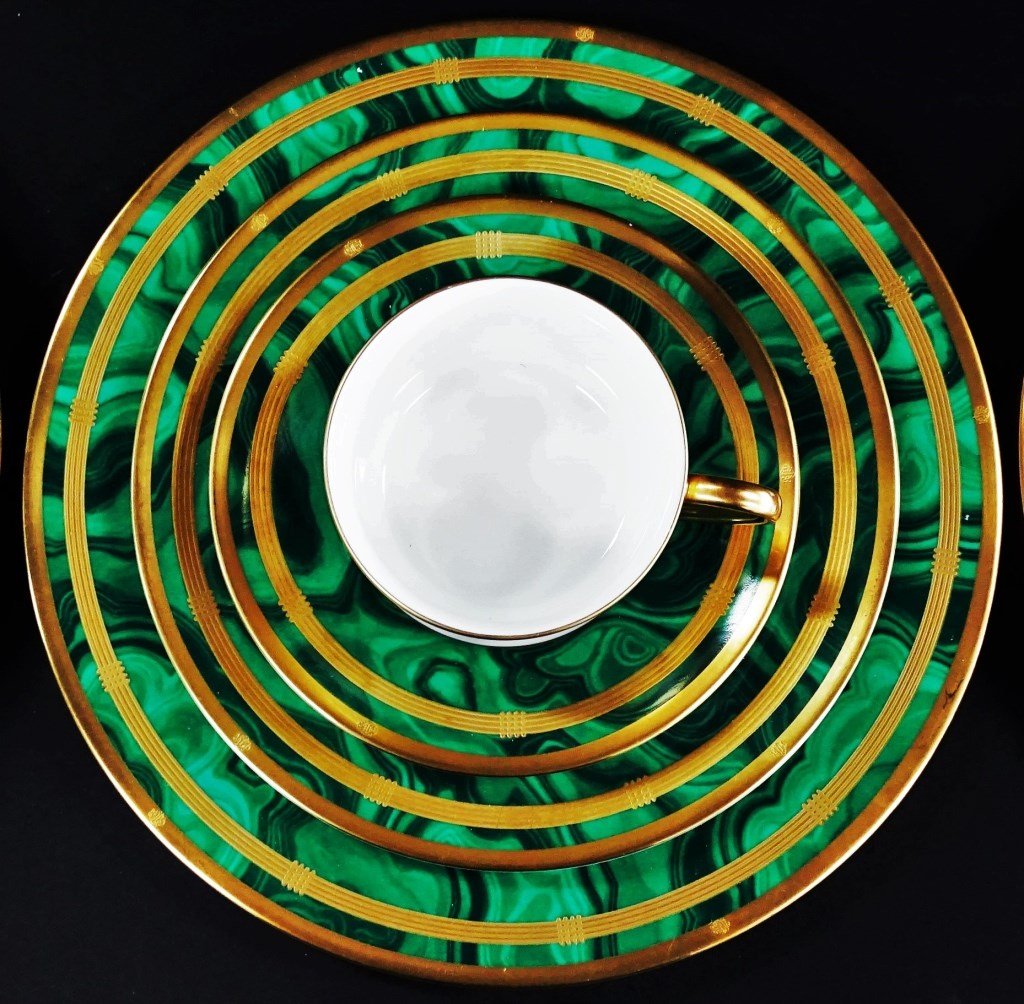 15pcs Christian Dior 'malachite' Porc. Dinnerware