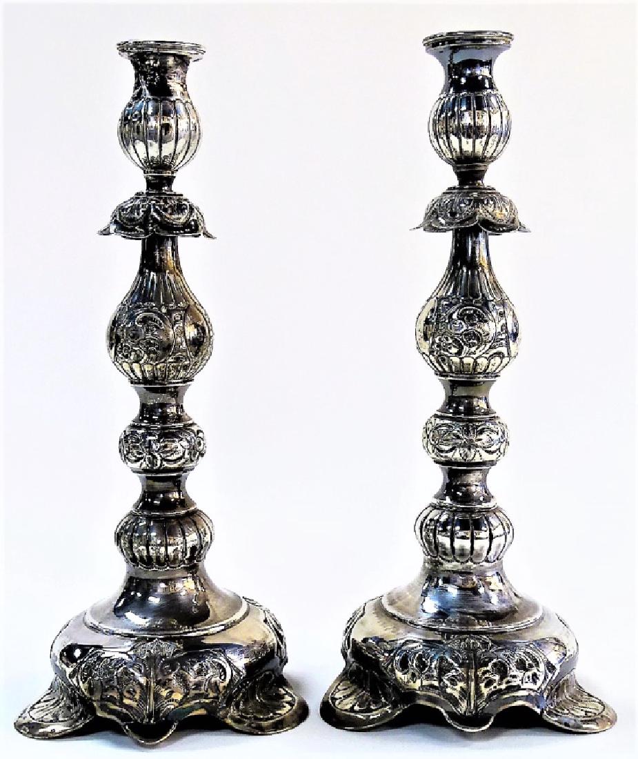 Pr 18th C. Russian Silver Sabbath Candlesticks