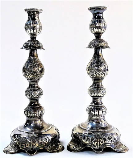 Pr 18th C. Russian Silver Sabbath Candlesticks