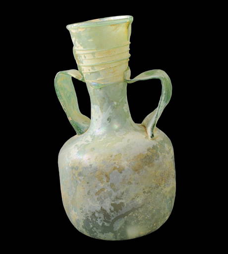 Ancient Large Roman Two Handled Glass Flask