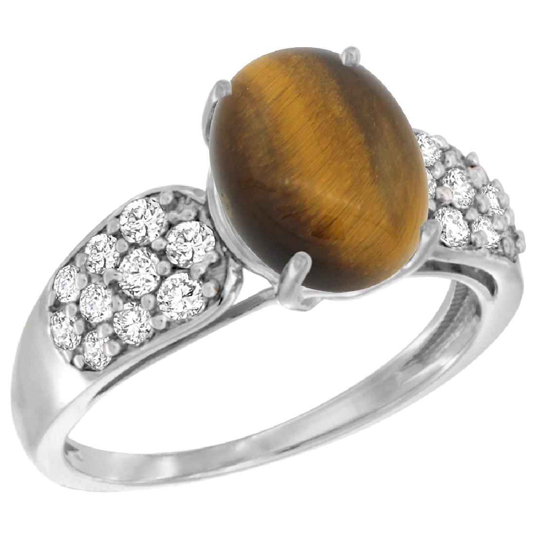 Natural 2.65 ctw tiger-eye & Diamond Engagement Ring