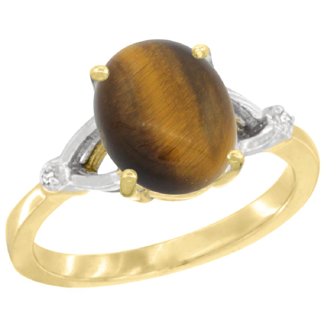 Natural 2.31 ctw Tiger-eye & Diamond Engagement Ring
