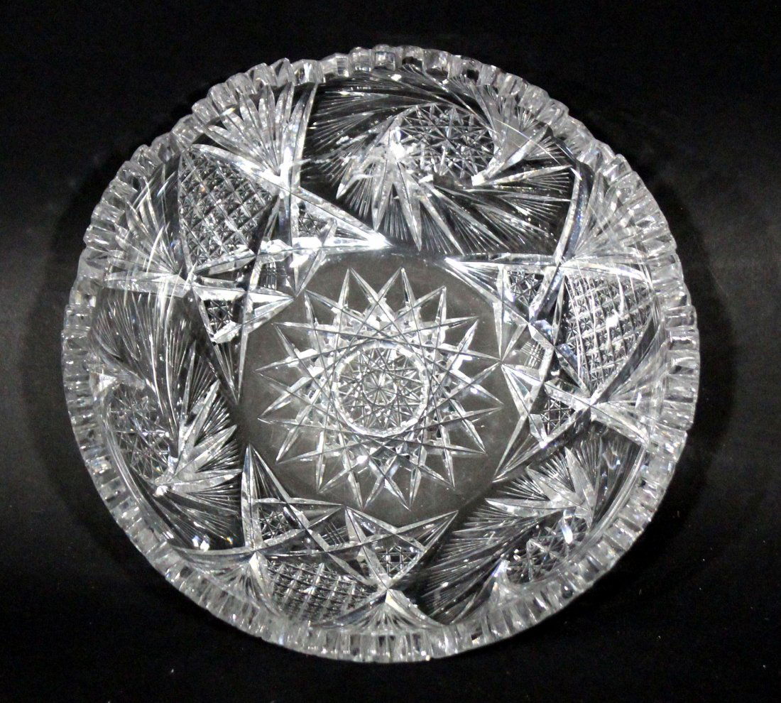American Brilliant Cut Glass Bowl - Pinwheel Pattern