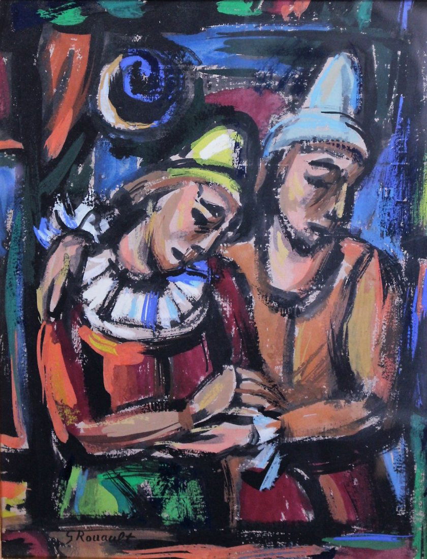 Georges Rouault 1871 1958 [attributed] Gouache 2 Clowns