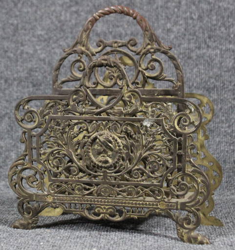 Ornate Brass Victorian Letter Holder Woman Portrait