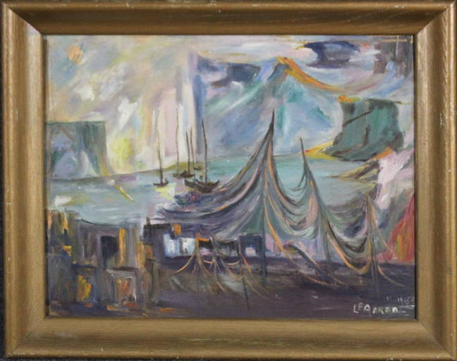 L R Aron Oil On Board, Circus Tent And Landscape