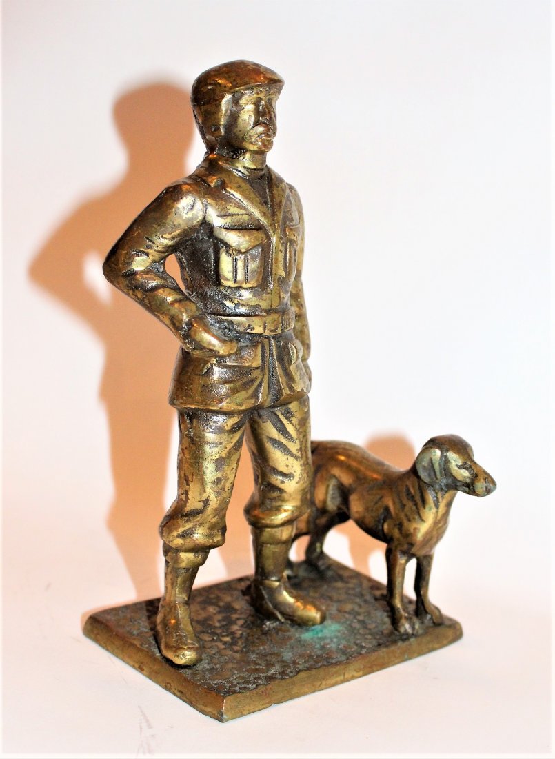 Bronze Statue English Man With His Dog