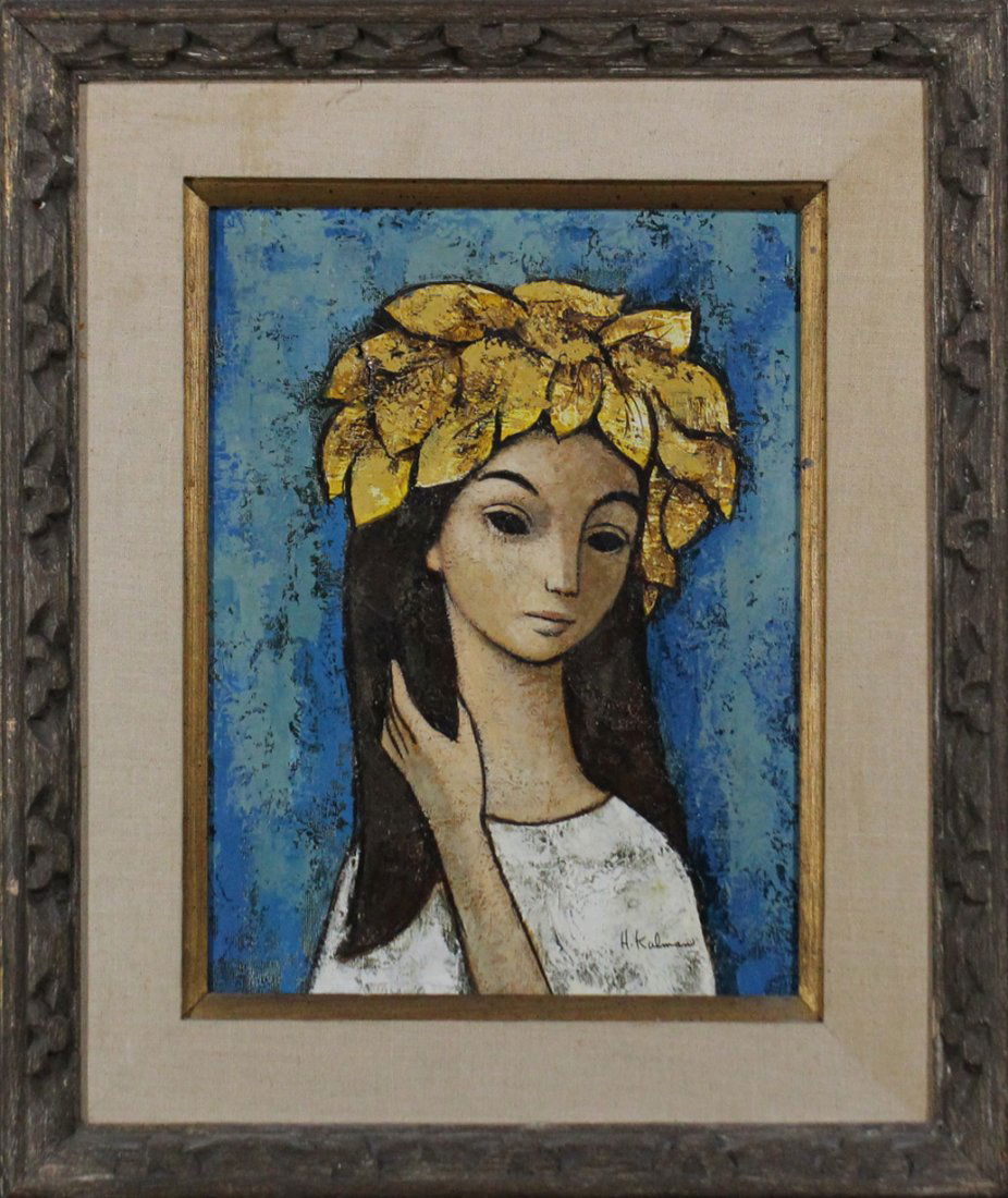 H KALMAN, French , OIL/C PORTRAIT YOUNG GIRL