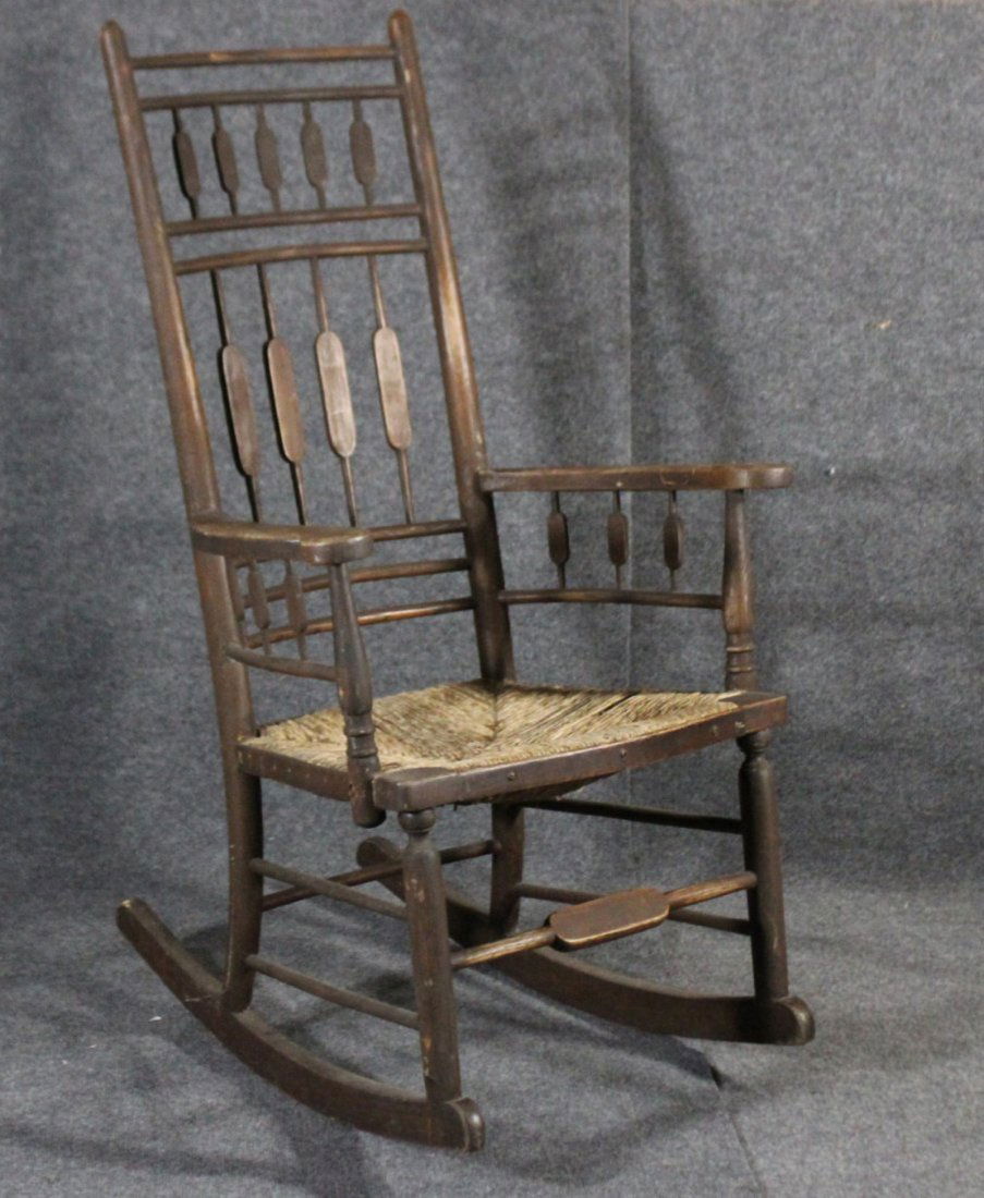 Antique Country Pine High Back Arrow Back Rocker