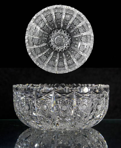 American Brilliant Cut Glass Bowl Pinwheel Pattern