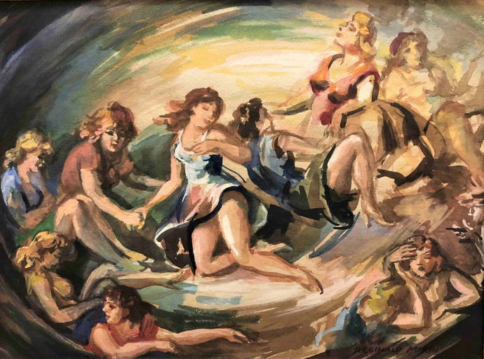 Reginald Marsh 1898 1954 W/c, Coney Island Whirlwind
