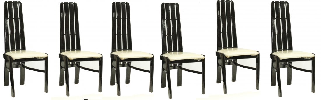 Set 6 Paco Capdell Sillero Black Lacquer Dining Chairs