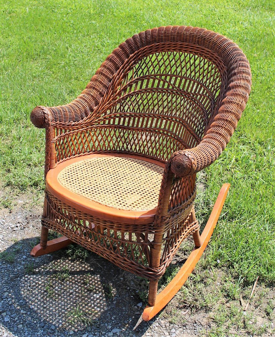 Victorian Roll Arm Wicker Natural Chair Cane Seat