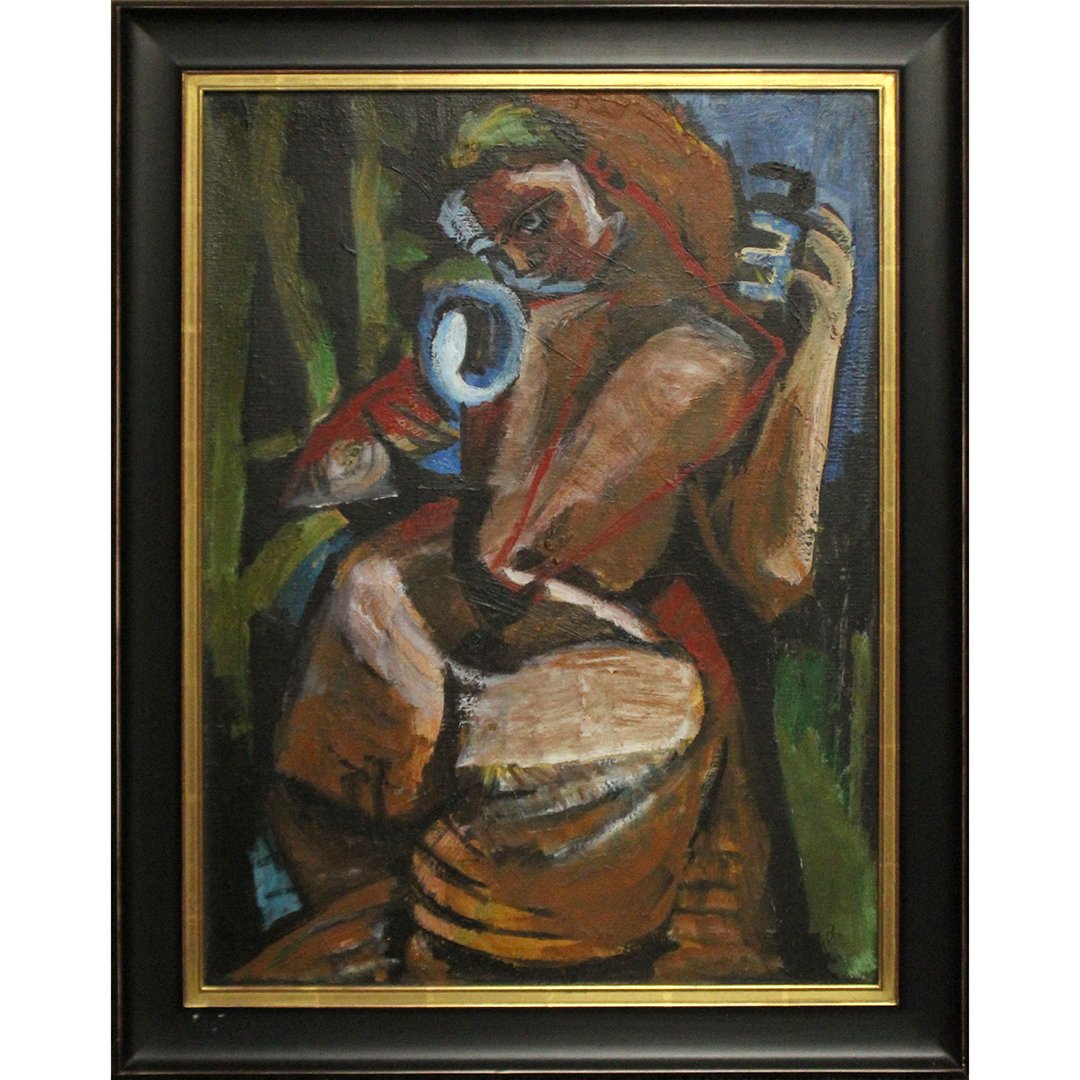 James Goyer, Oil/c Modernism Cubistic Woman Painting