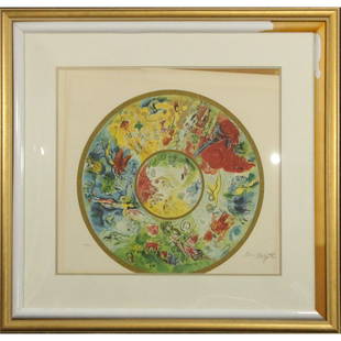 Marc Chagall, Round Lithograph "paris Opera Ceiling"