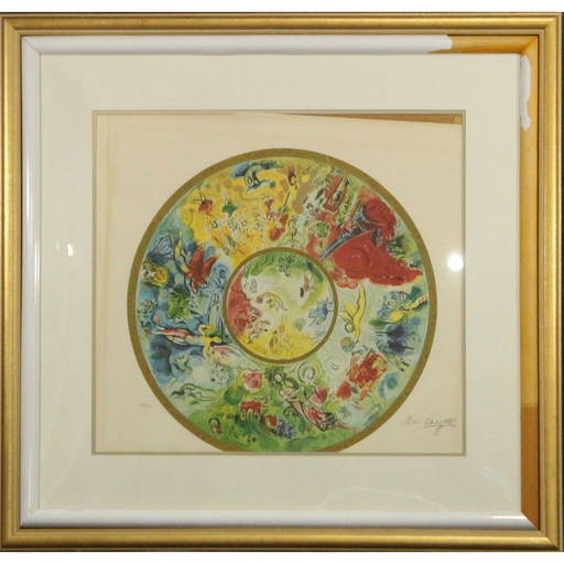 Marc Chagall, Round Lithograph "paris Opera Ceiling"