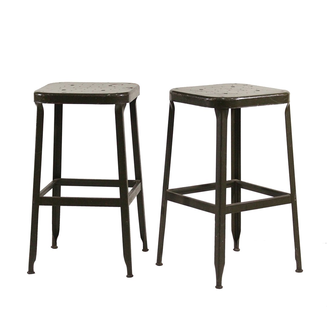 [2] Vintage Industrial High Stools Lyons Metal Products