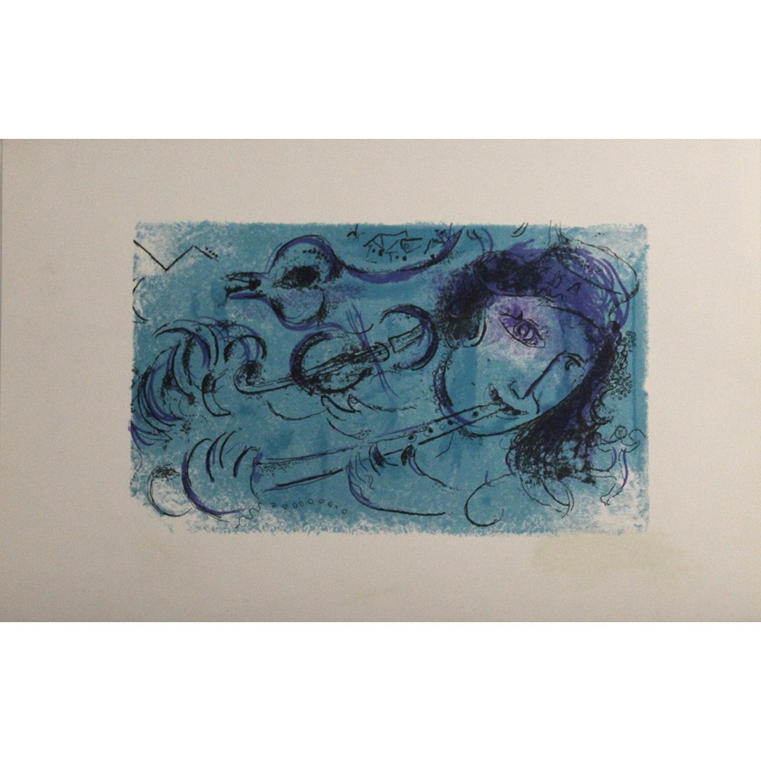 Marc Chagall, Vintage Lithograph Figure With Violin