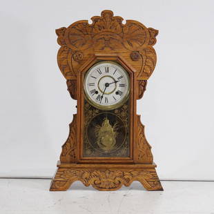 New Haven Clock Co Cunard Line Striking Alarm Oak