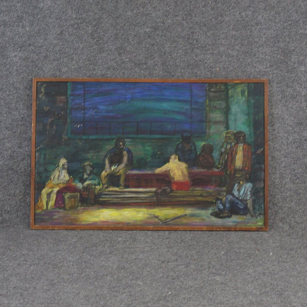 Joseph Demarco, Oil/b Mid Century Modern The Laborers