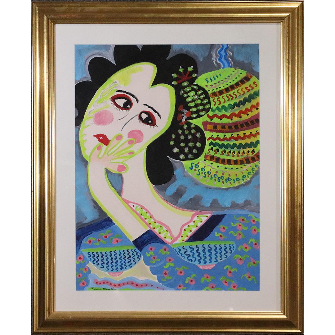 For Auction: Rosanne Manae Kerr, Gouache, Mid-Century Woman Portrait ...