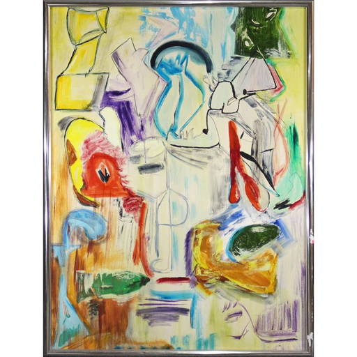 Ludwig Sander, Oil/c Mid Century Abstract Expressionism