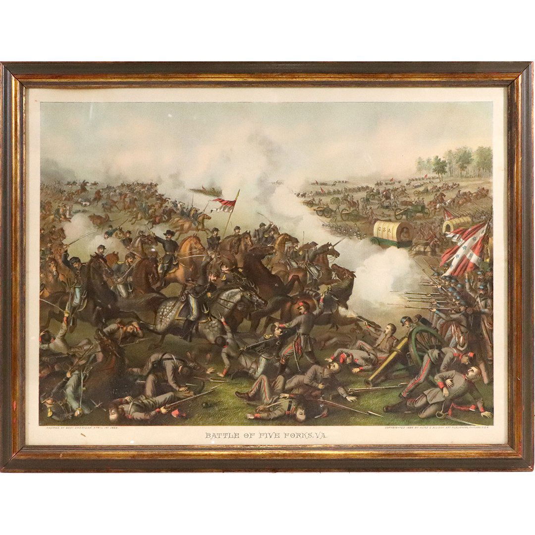 Civil War Chromolithograph Battle Five Forks, Va. 1865