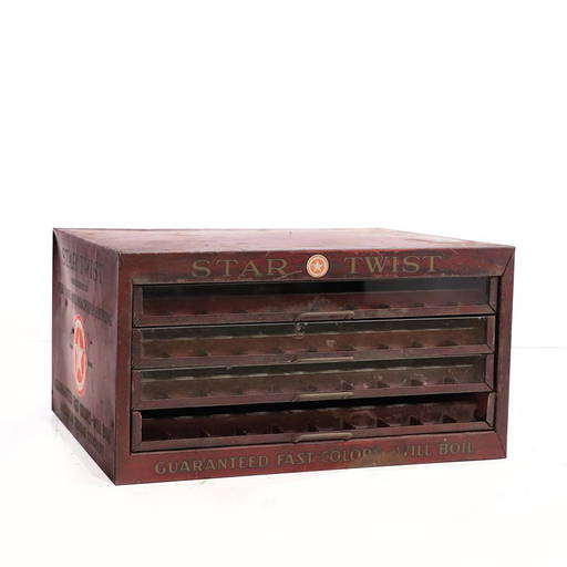 Star Twist Tin Sewing Spool Cabinet Multi Drawers
