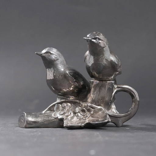 W B L Co Silver Plate Birds Salt & Pepper On Branch