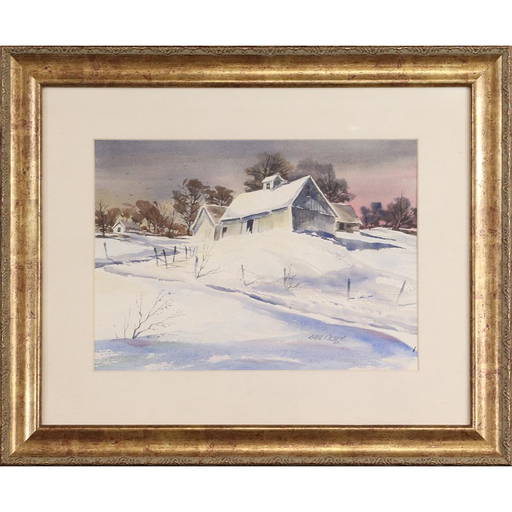Gail Olsen; American Watercolor Farm Landscape Signed
