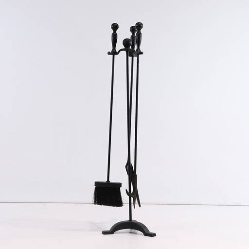 Cast Iron Fireplace Tools Set On Stand