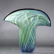 Italian Murano Art Glass Fan Vase Internal Lattice Work