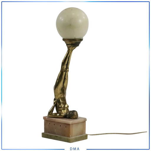 Art Deco Nude Legs Upward Lamp Alabaster Ball Shade