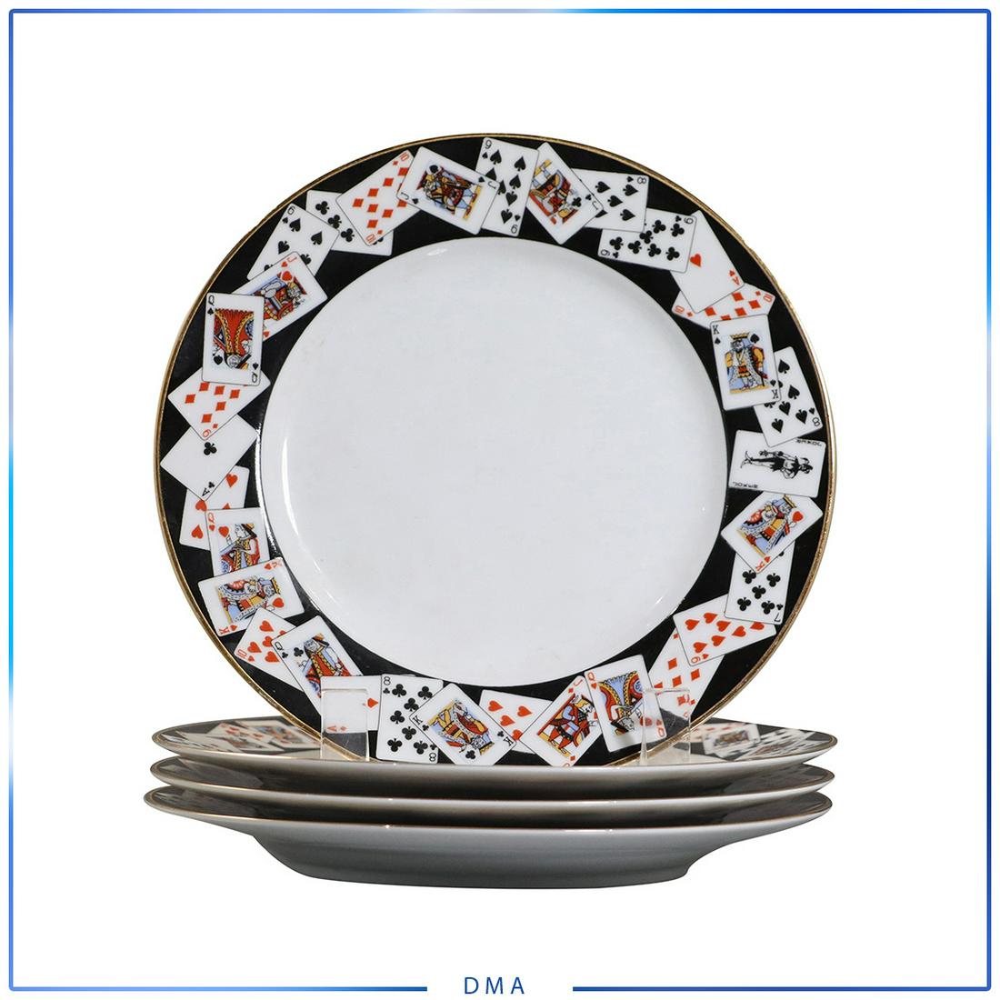 [4] Tiffany & Co Playing Cards Border Luncheon Plates
